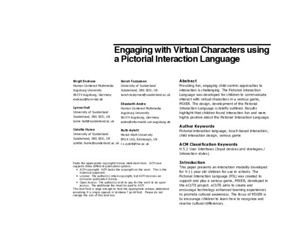 (PDF) Engaging with virtual characters using a pictorial interaction ...