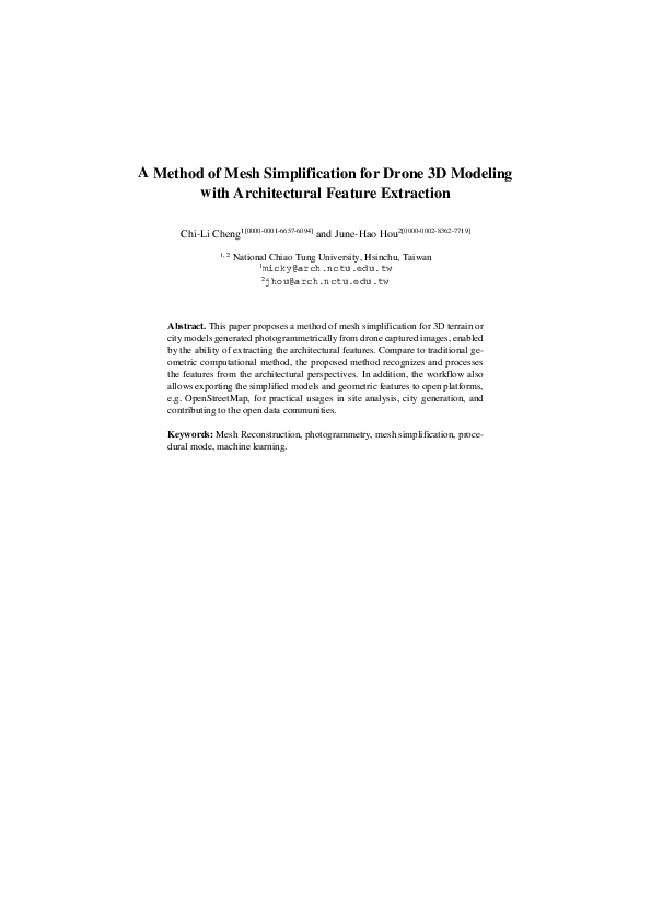 (PDF) A Method of Mesh Simplification for Drone 3D Modeling with Architectural Feature Extraction