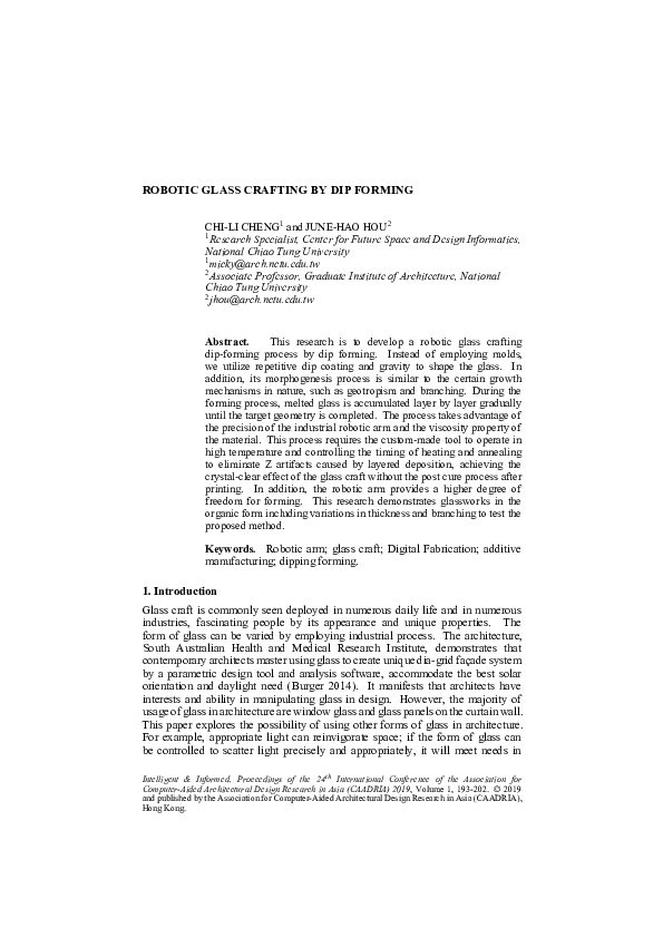 (PDF) Robotic Glass Crafting by Dip Forming | June-Hao Hou - Academia.edu