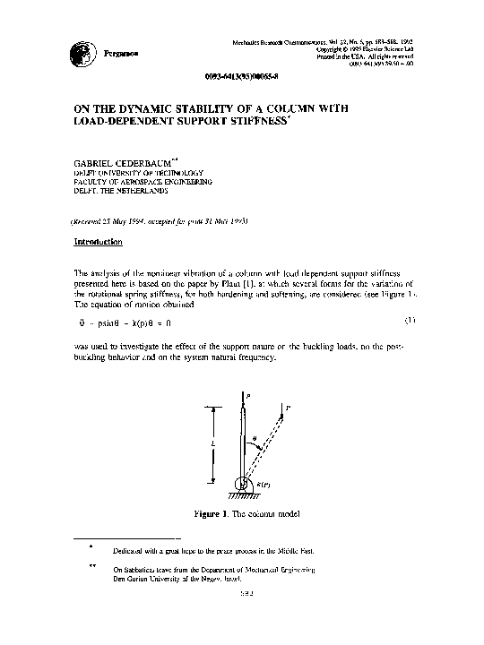 (PDF) On the dynamic stability of a column with load-dependent support stiffness