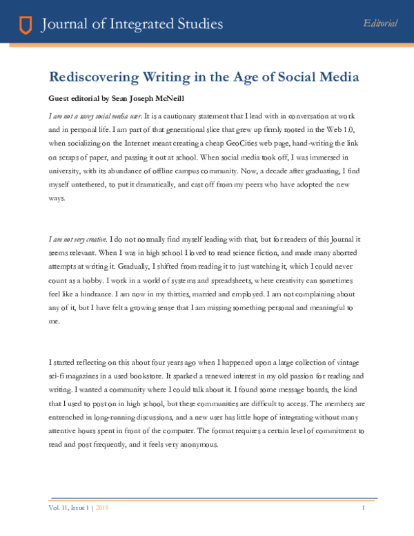 (PDF) Rediscovering writing in the age of social media