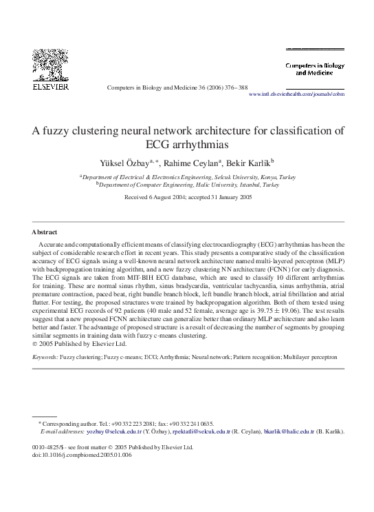 Pdf A Fuzzy Clustering Neural Network Architecture For Classification