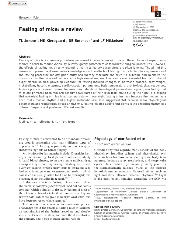 (PDF) Fasting of mice: a review