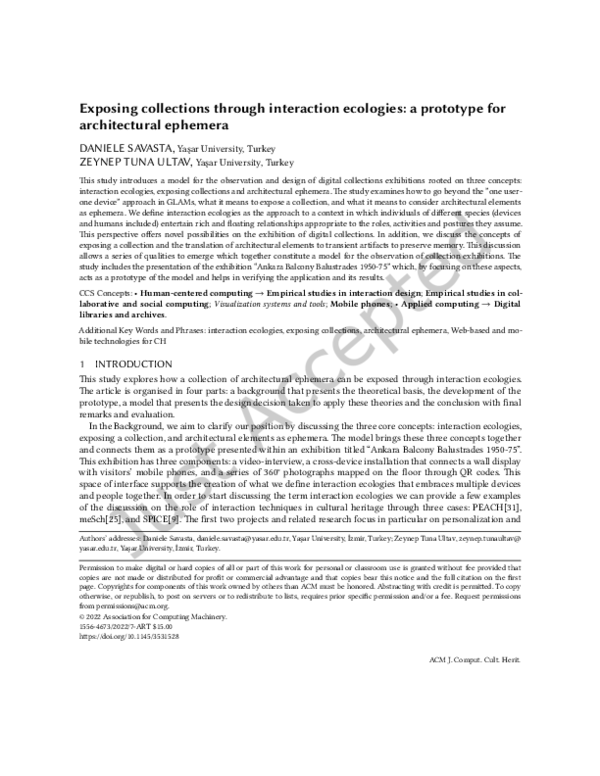 (PDF) Exposing collections through interaction ecologies: a prototype ...