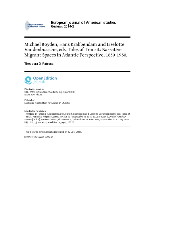 (PDF) MICHAEL BOYDEN, HANS KRABBENDAM, and LISELOTTE VANDENBUSSCHE ...