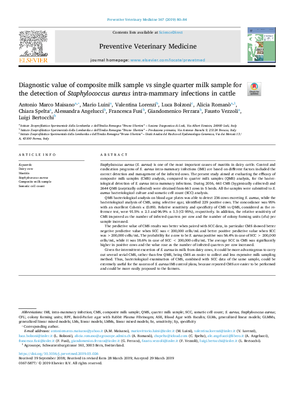 (PDF) Diagnostic value of composite milk sample vs single quarter milk ...