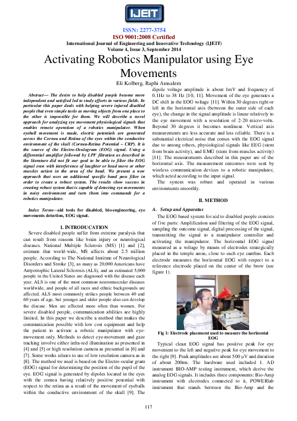 (PDF) Activating Robotics Manipulator using Eye Movements