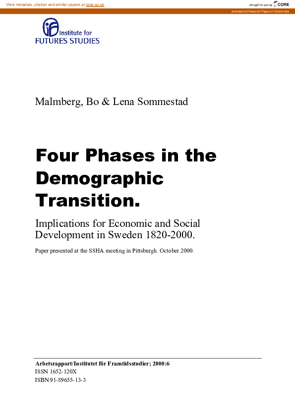 (PDF) Four Phases in the demographic transition. Implications for ...