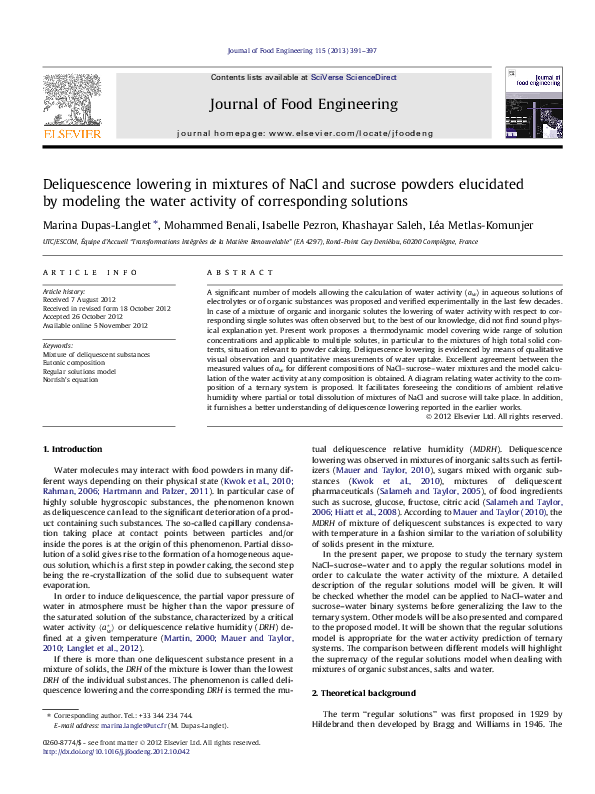 (PDF) Deliquescence lowering in mixtures of NaCl and sucrose powders ...