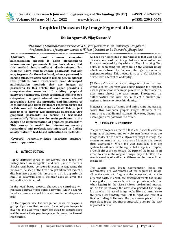 Pdf Graphical Password By Image Segmentation Irjet Journal
