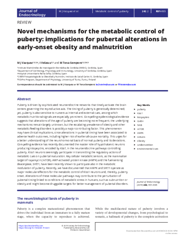 (PDF) Endocrinology, Puberty, and Disorders of Pubertal Development