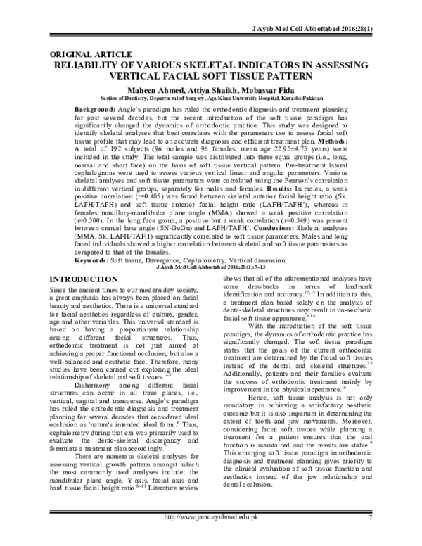 (PDF) Reliability of Various Skeletal Indicators in Assessing Vertical ...