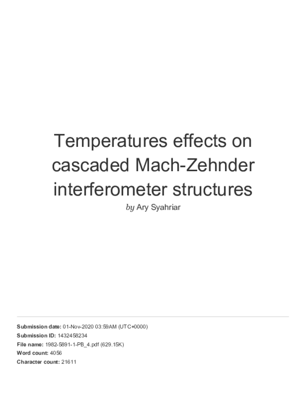 (PDF) Temperatures effects on cascaded Mach-Zehnder interferometer ...