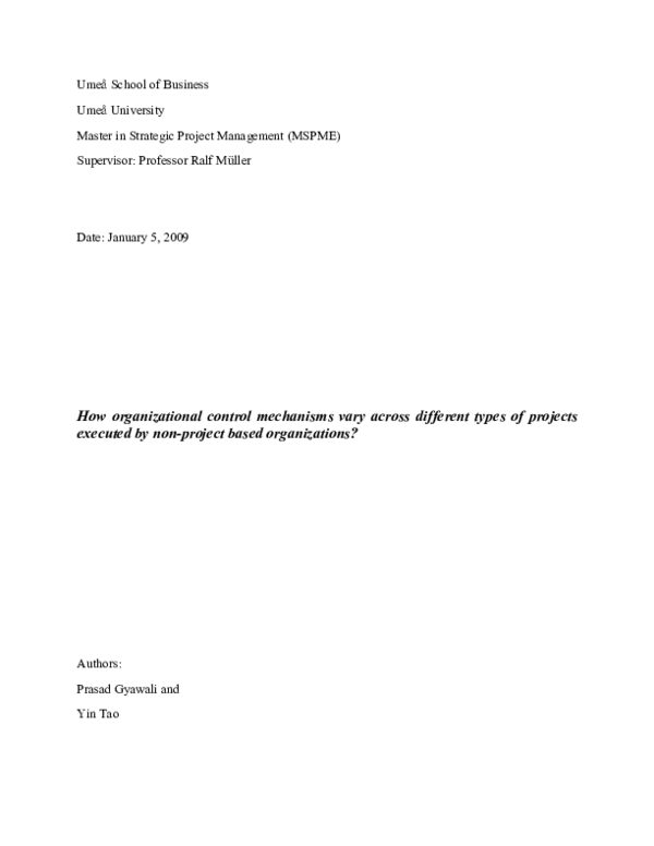 (PDF) How organizational control mechanisms vary across different types ...