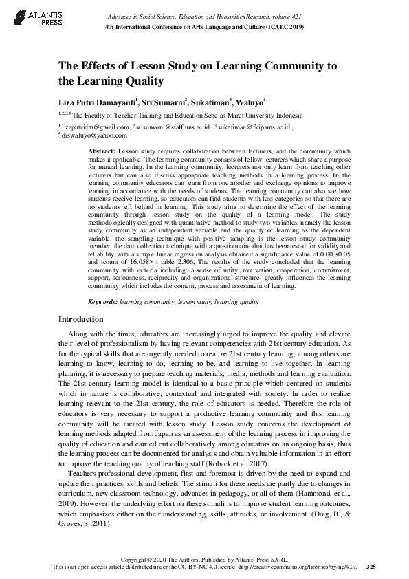 (PDF) The Effects of Lesson Study on Learning Community to the Learning ...