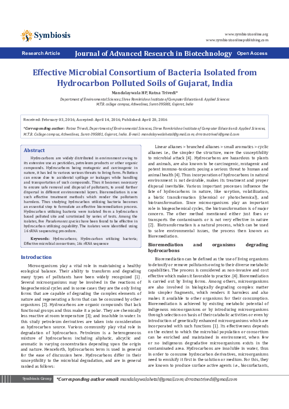 (PDF) Effective Microbial Consortium of Bacteria Isolated from ...