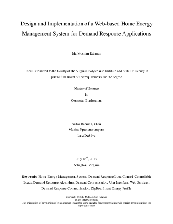 (PDF) Home Energy Management System for Demand Response Applications