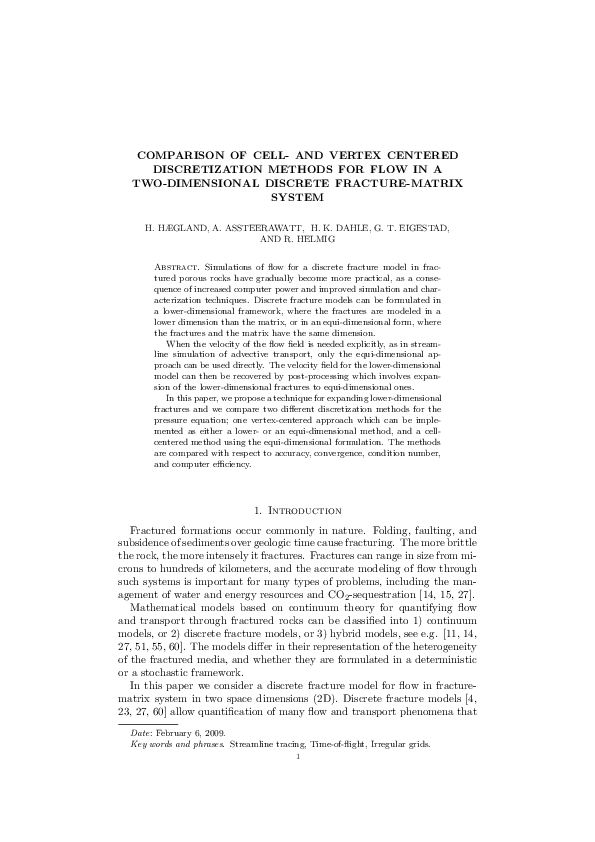 (PDF) Comparison of cell- and vertex-centered discretization methods for flow in a two ...