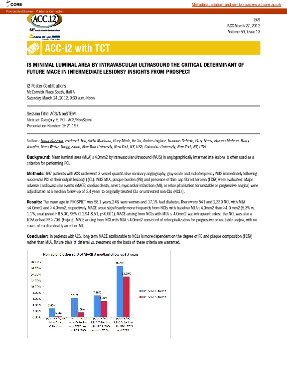 (PDF) Is Minimal Luminal Area by Intravascular Ultrasound the Critical ...
