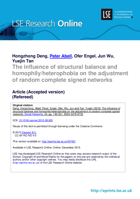 (PDF) The influence of structural balance and homophily/heterophobia on the adjustment of random ...