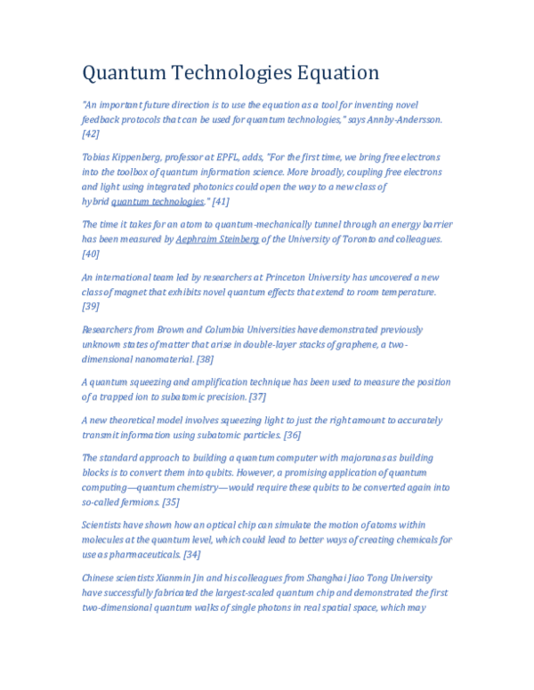 (PDF) Quantum Technologies Equation