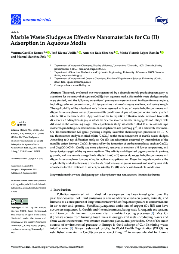 (PDF) Marble Waste Sludges as Effective Nanomaterials for Cu (II ...
