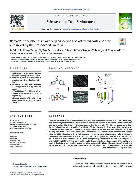 (PDF) Removal of bisphenols A and S by adsorption on activated carbon clothes enhanced by the ...