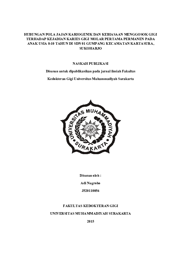 (PDF) Hubungan Pola Jajan Kariogenik dan Kebiasaan Menggosok Gigi ...