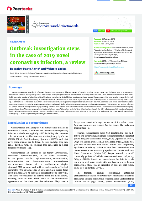 (PDF) Outbreak investigation steps in the case of 2019 novel ...