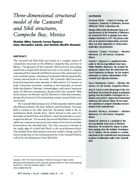 (PDF) Three-dimensional structural model of the Cantarell and Sihil ...
