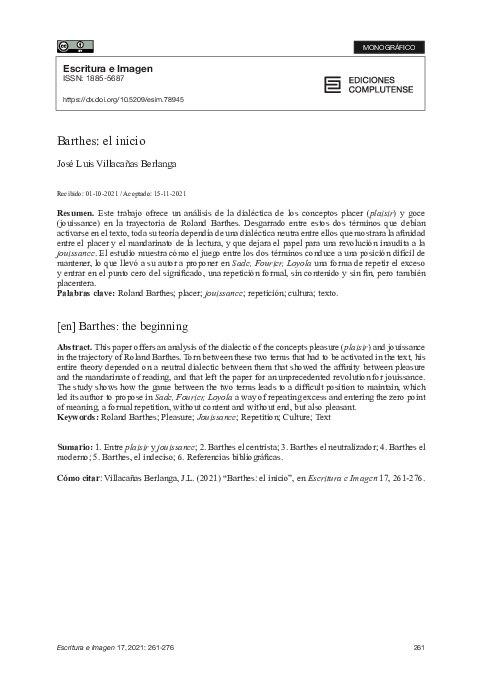(PDF) Barthes: el inicio