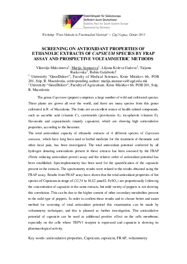 (PDF) Screening on antioxidant properties of ethanolic extracts of ...