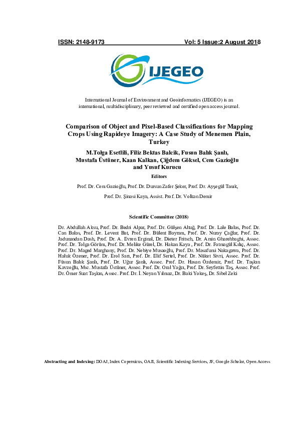 Pdf Comparison Of Object And Pixel Based Classifications For Mapping Crops Using Rapideye