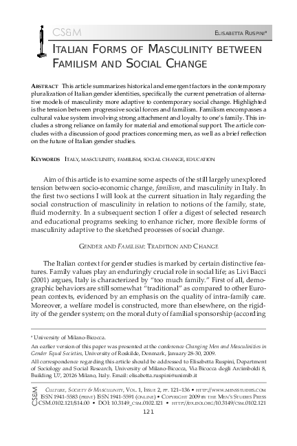 (PDF) Italian Forms of Masculinity between Familism and Social Change