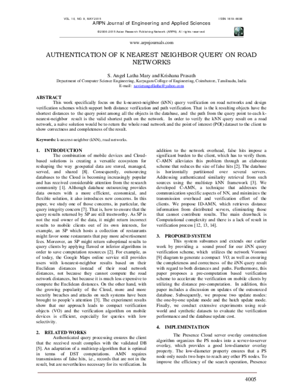 (PDF) kNN Query Verification on Road Networks