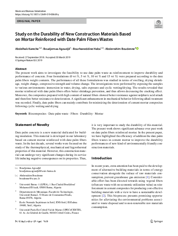(PDF) Study on the Durability of New Construction Materials Based on ...