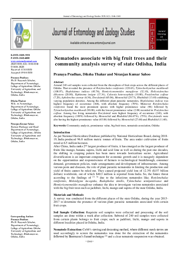(PDF) Nematodes associate with big fruit trees and their community ...