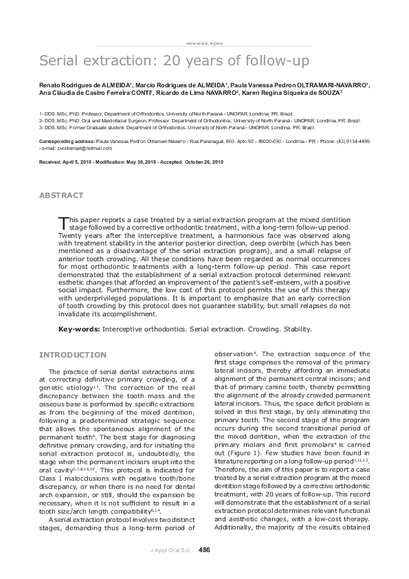 (PDF) Serial extraction: 20 years of follow-up