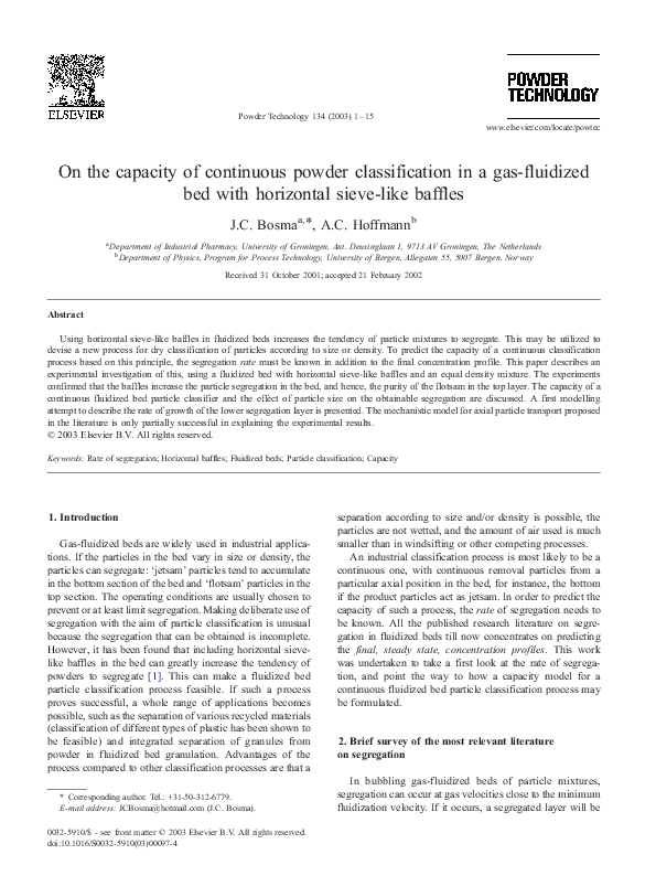 (PDF) On the capacity of continuous powder classification in a gas ...