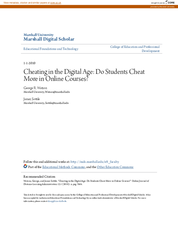 (PDF) Cheating in the Digital Age: Do Students Cheat More in Online ...