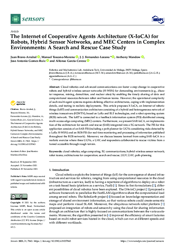 (PDF) The Internet of Cooperative Agents Architecture (X-IoCA) for Robots, Hybrid Sensor ...