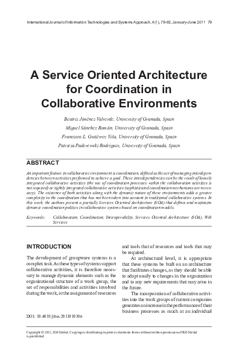 (PDF) A Service Oriented Architecture for Coordination in Collaborative Environments