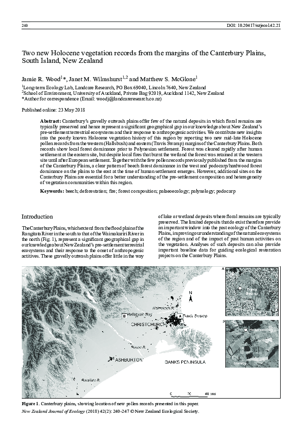 (PDF) Two new Holocene vegetation records from the margins of the ...