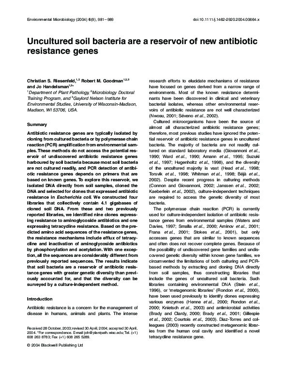 (PDF) Uncultured soil bacteria are a reservoir of new antibiotic ...