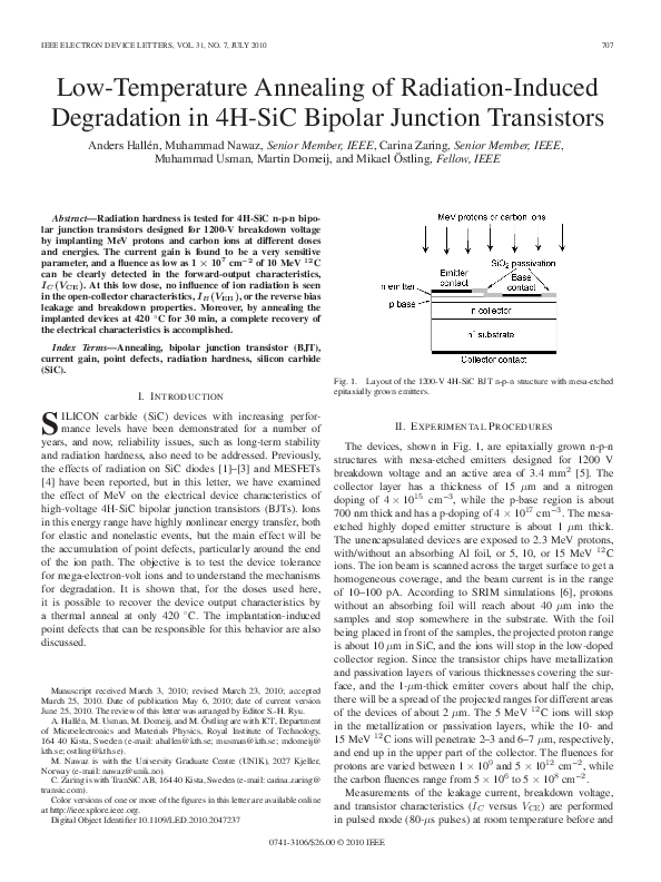 (PDF) Low-Temperature Annealing of Radiation-Induced Degradation in 4H ...