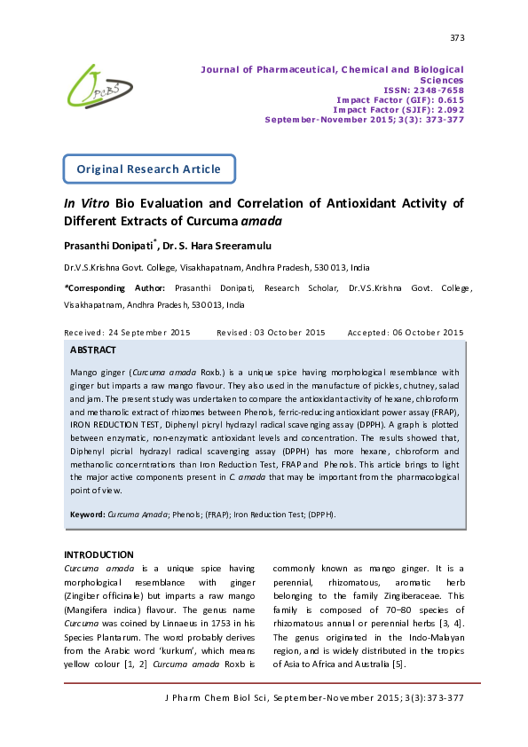 (PDF) In Vitro Bio Evaluation and Correlation of Antioxidant Activity ...