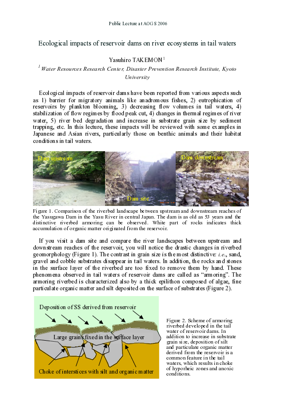Ecological impacts of reservoir dams on river ecosystems in tail waters