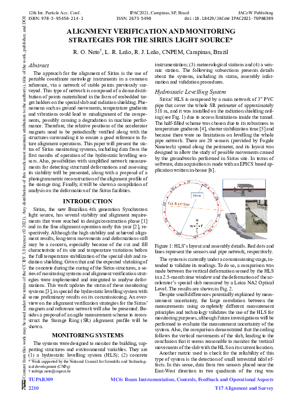 (PDF) Alignment Verification and Monitoring Strategies for the Sirius Light Source