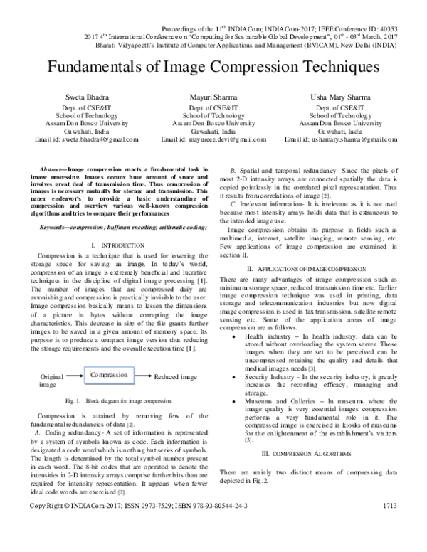 (PDF) Fundamentals of Image Compression Techniques