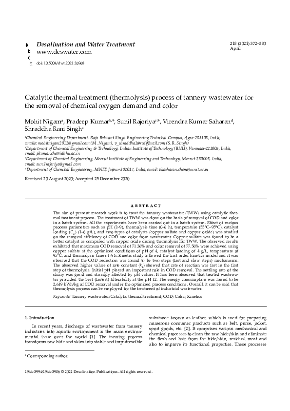 (PDF) Catalytic thermal treatment (thermolysis) process of tannery ...
